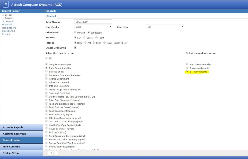 PVNG - Financial Report Package Selection - Aptech Computer Systems